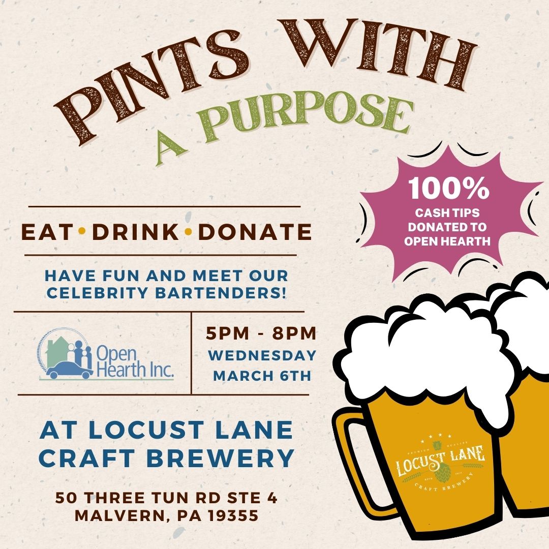 Pints With a Purpose – March 6th from 5-8pm | Open Hearth, Inc.